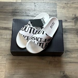 Versace | Shoes | Mens White Versace Slides Sandals Size 1 | Poshmark